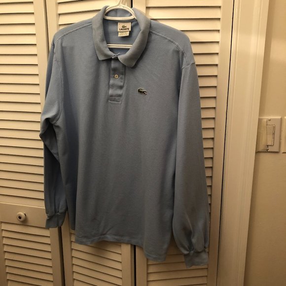 Lacoste | Shirts | Lacoste Mens Long Sleeve Blue Polo Shirt Two Buttons ...